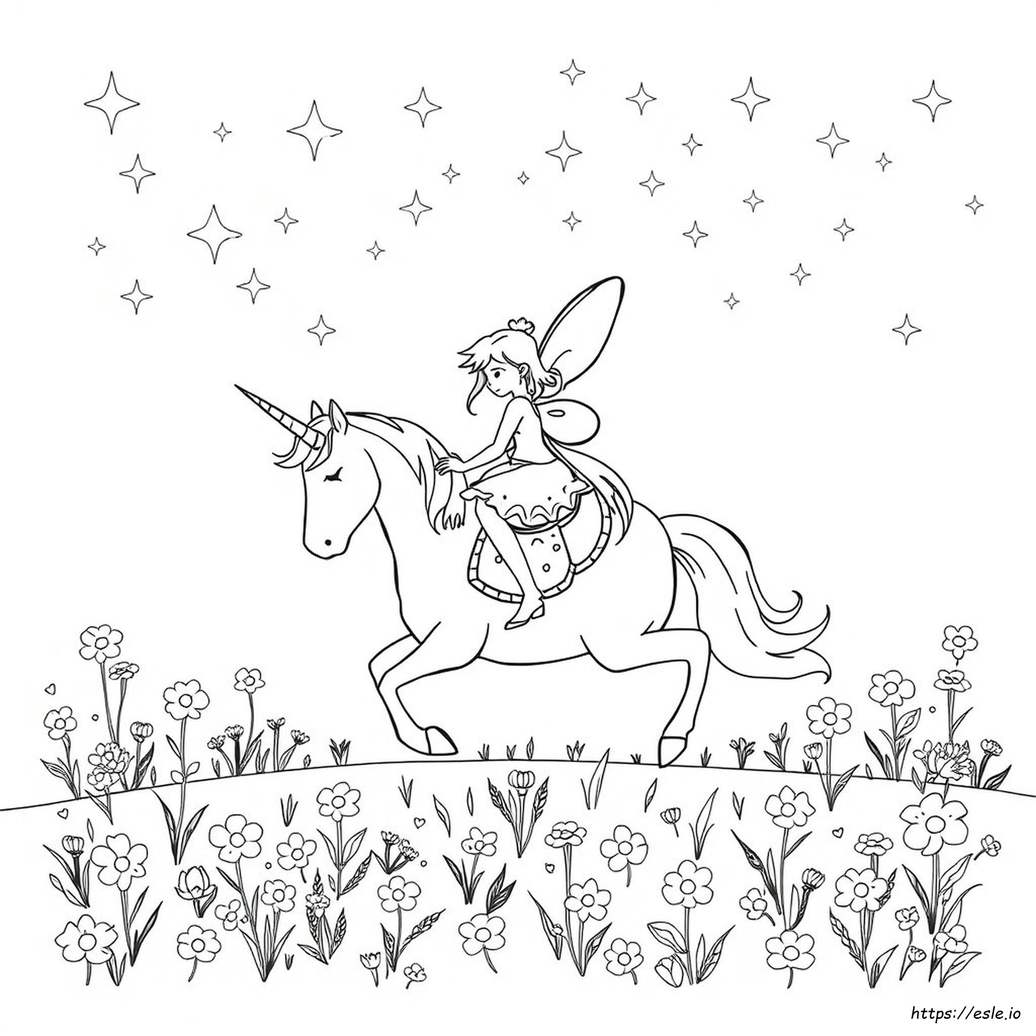 Fairy Riding A Unicorn Coloring Page fairy-riding-a-unicorn-coloring-page