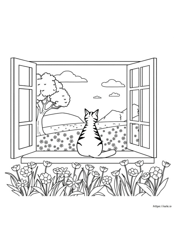 Tabby Cat Coloring Page