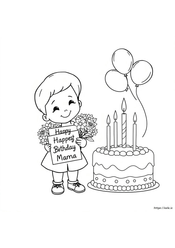 Selamat Ulang Tahun Mama Gambar Mewarnai