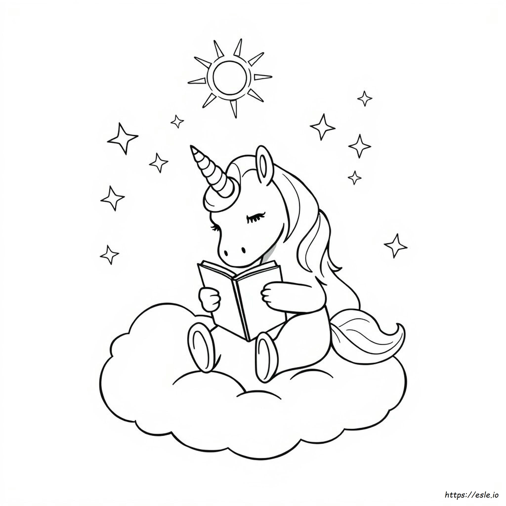 Unicorn Reading A Book Coloring Page
