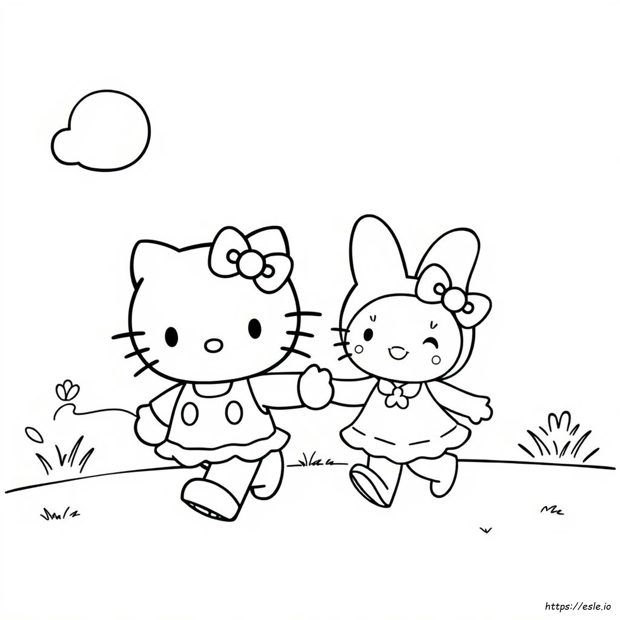 Hello Kitty And Melody Coloring Page