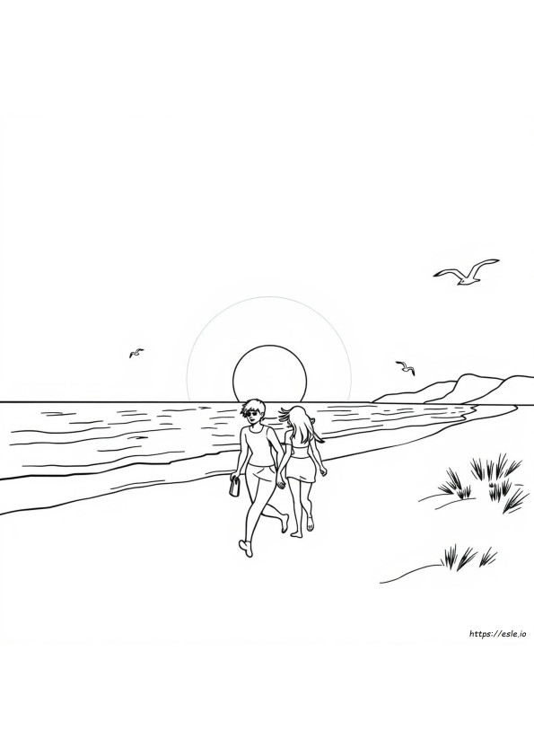 Printable Beach Sunset Coloring Pages