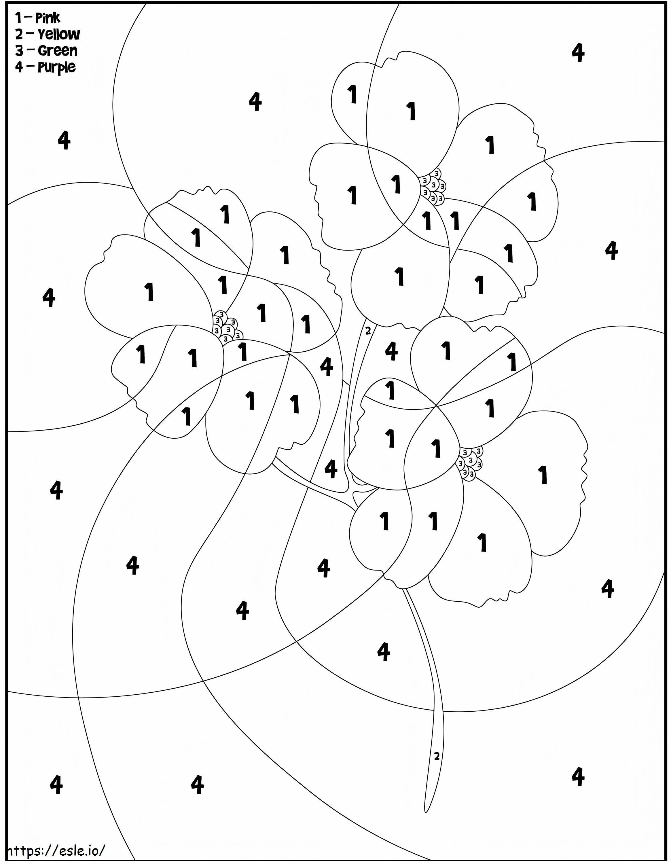 Flowers Color By Number Free Coloring Page