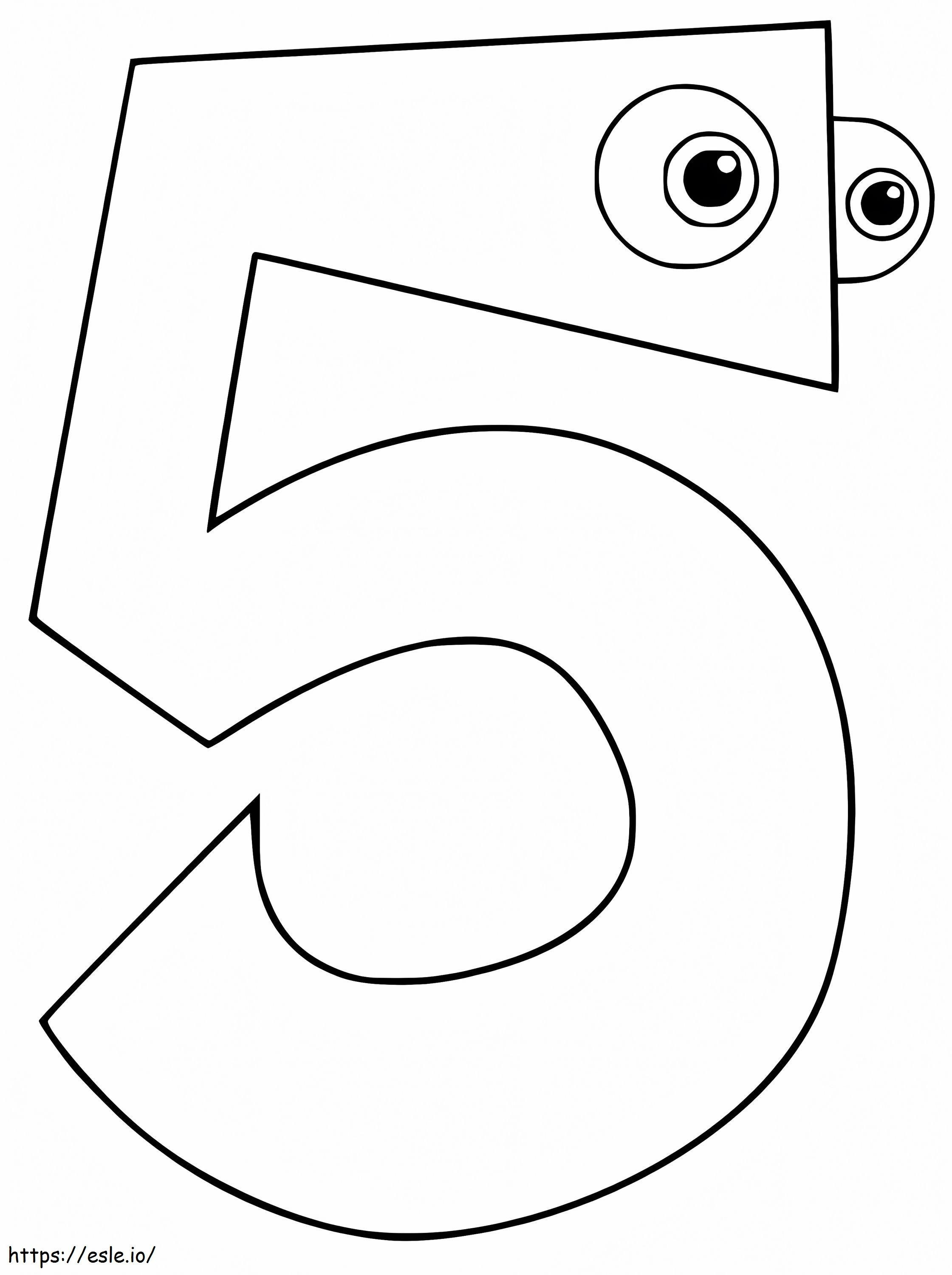 Funny Number 5 Coloring Page