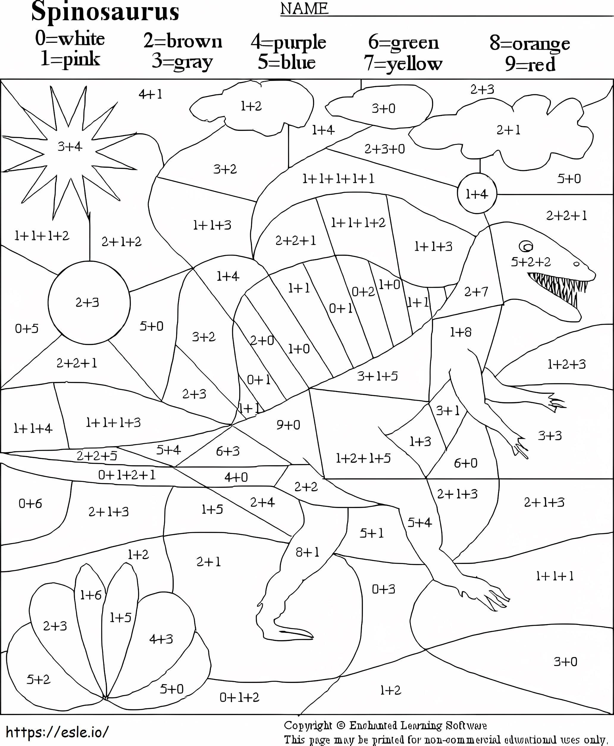 Spinosaurus Math Worksheet Coloring Page
