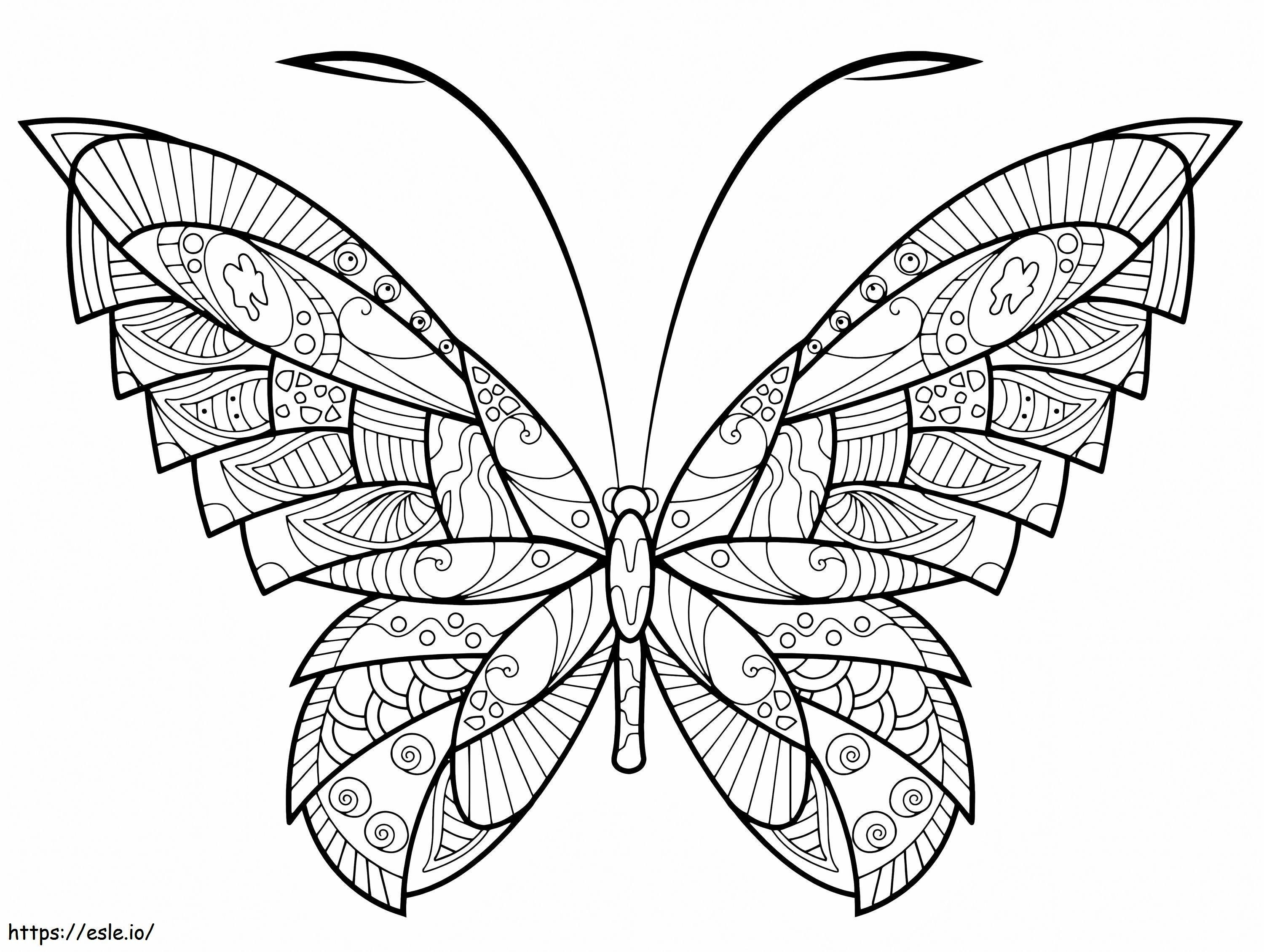 Butterfly Zentangle Pretty Patterns 2 Coloring Page