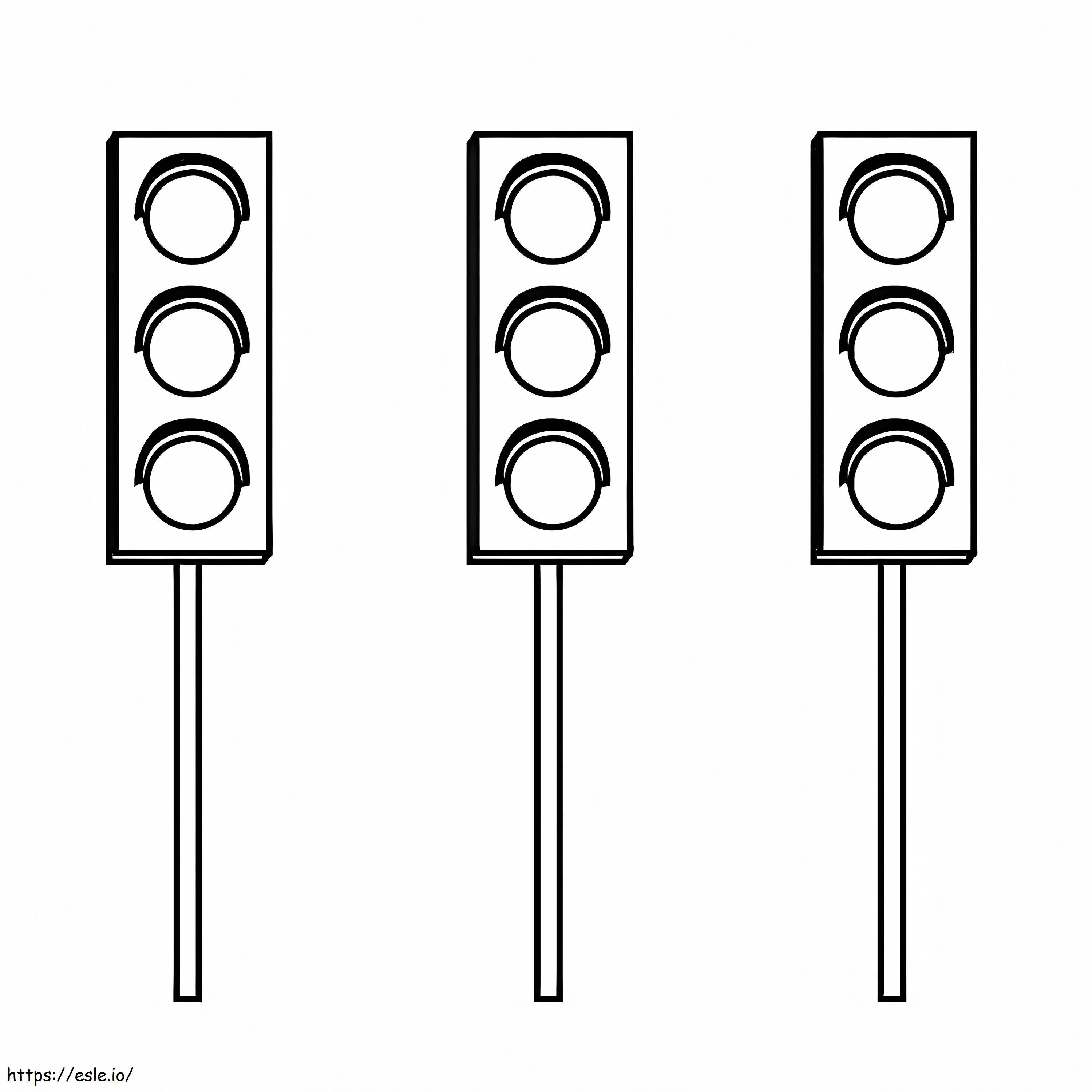 Three Traffic Lights Coloring Page